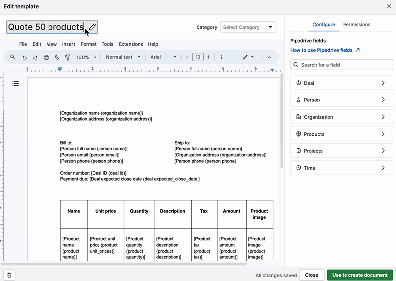 Smart Docs Fields And Templates Knowledge Base Pipedrive